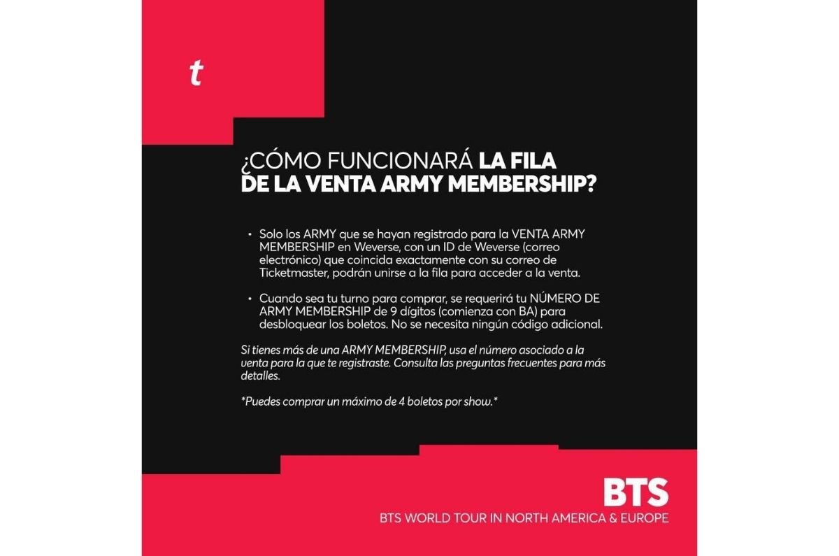 ¿Qué es el número ARMY Membership? El código para boletos